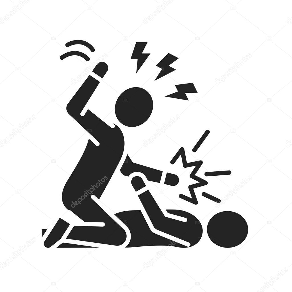 Bullying físico icono de glifo negro. Acoso, golpes y violencia. Firma ...