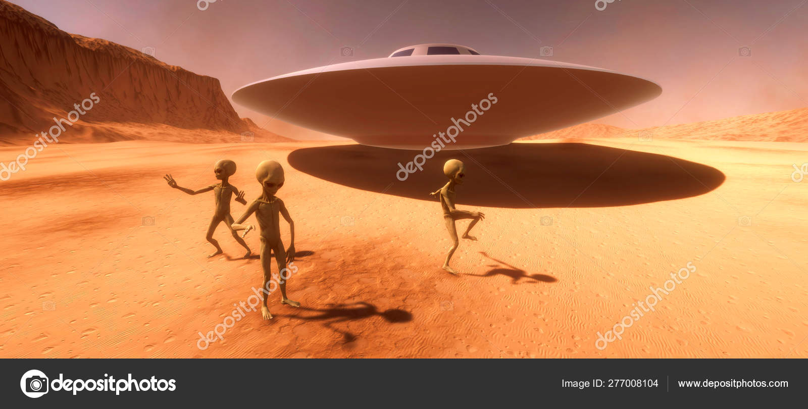 Extremely detailed and realistic high resolution 3d illustration feauturing a Grey Alien on a ...