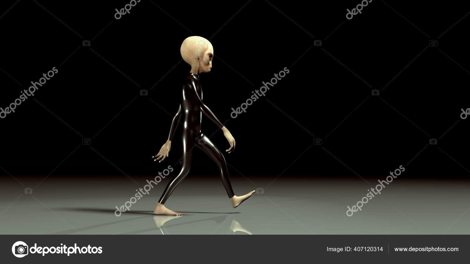 Grey Alien Humanoid Beeing Ufo Character Render — Stock Photo ...