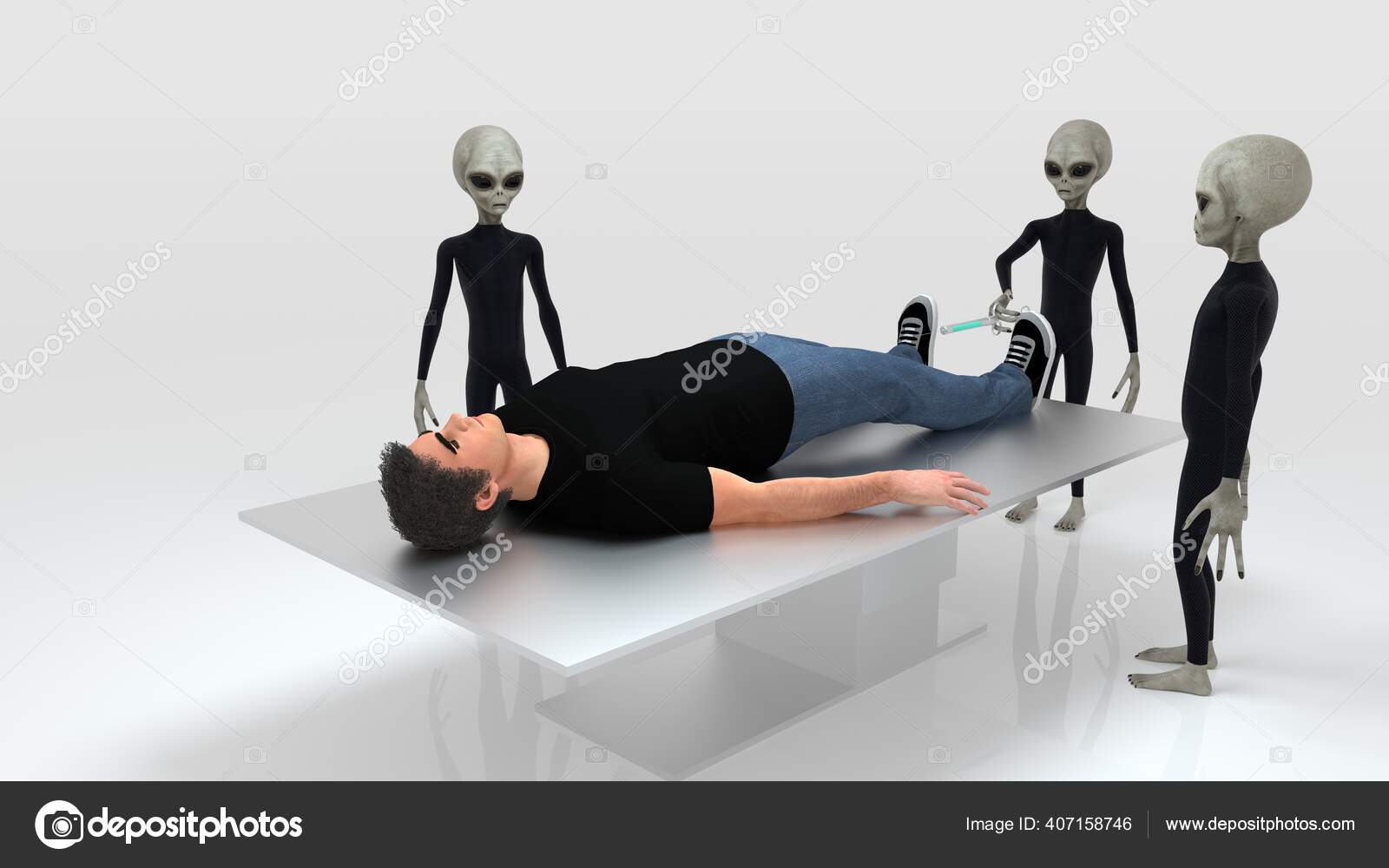 Alien Abduction Three Grey Aliens Human Surgery Table Extremely ...