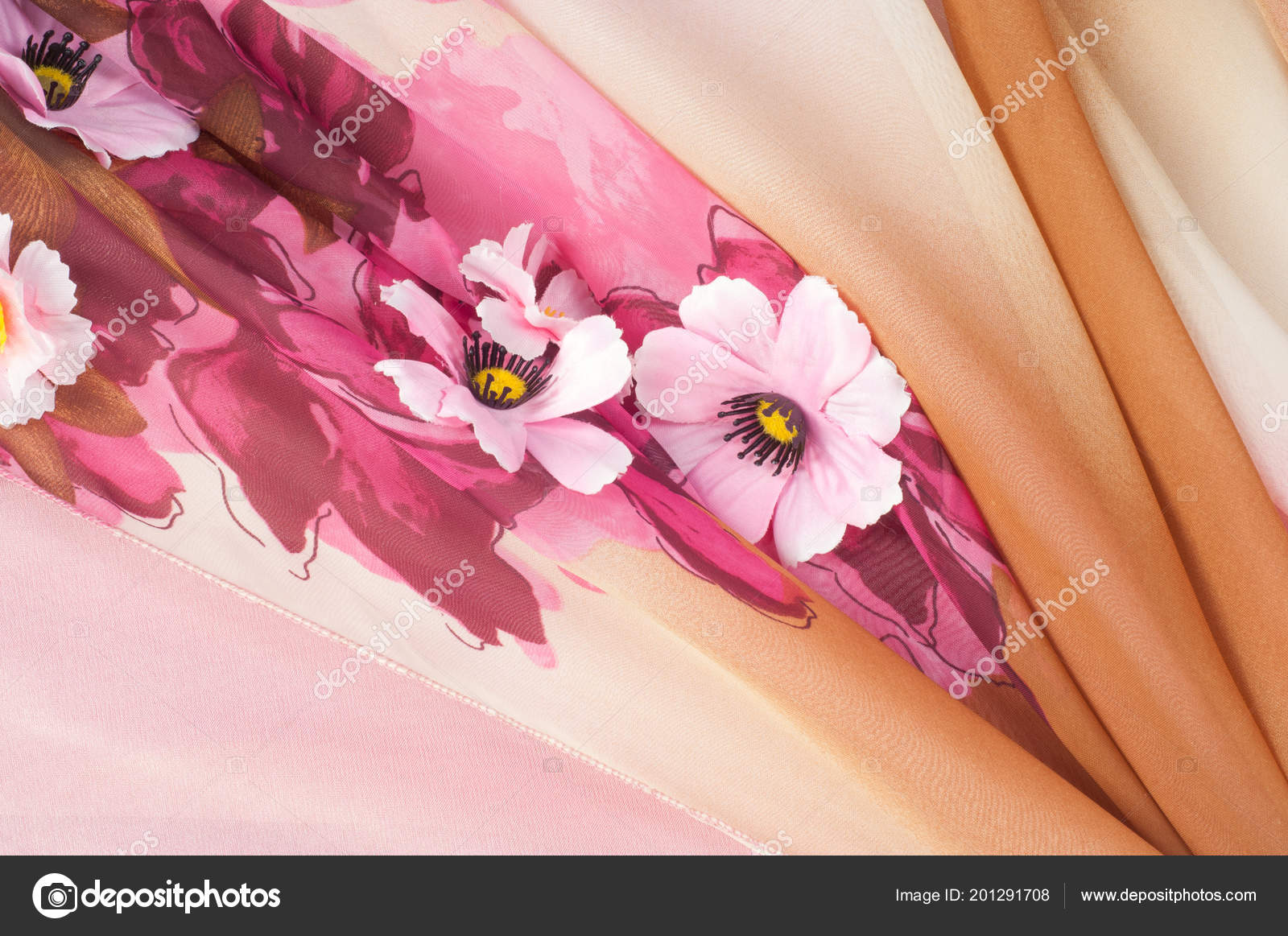 Pink Fabric Inlaid Flowers Texture Photographed Studio — Stock Photo ...