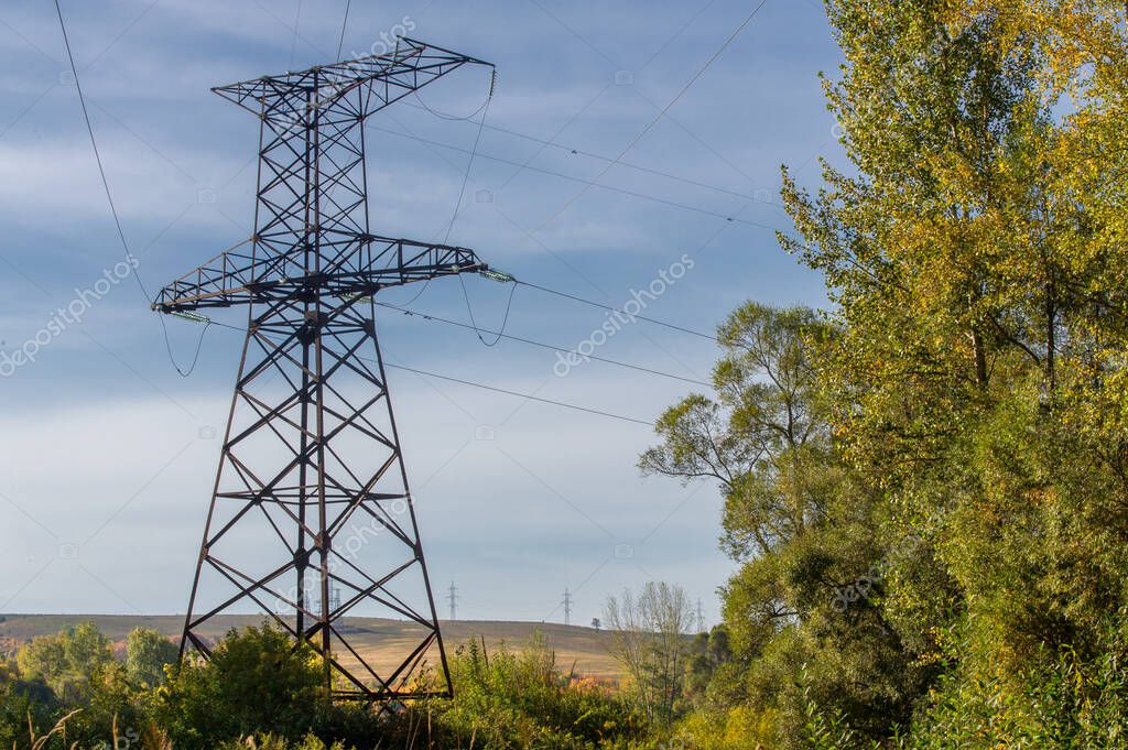 vistas panorámicas de las torres eléctricas de transmisión de alta ...