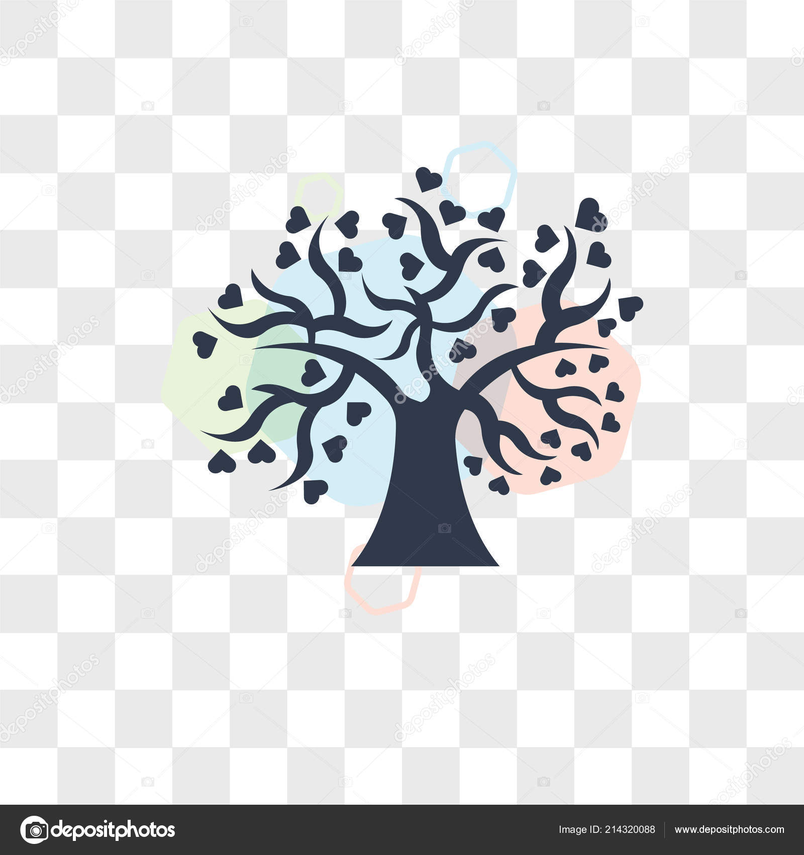 Tree of love vector icon isolated on transparent background, Tre Stock ...