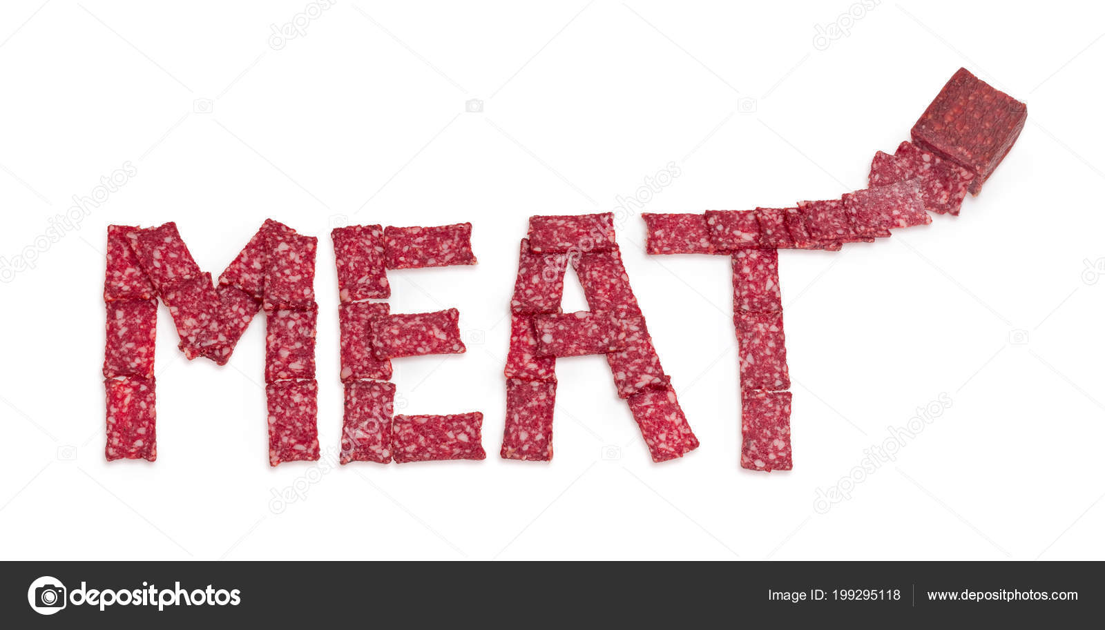Word Meat Whose Letters Laid Out Sausage Slices Rectangular Shape ...