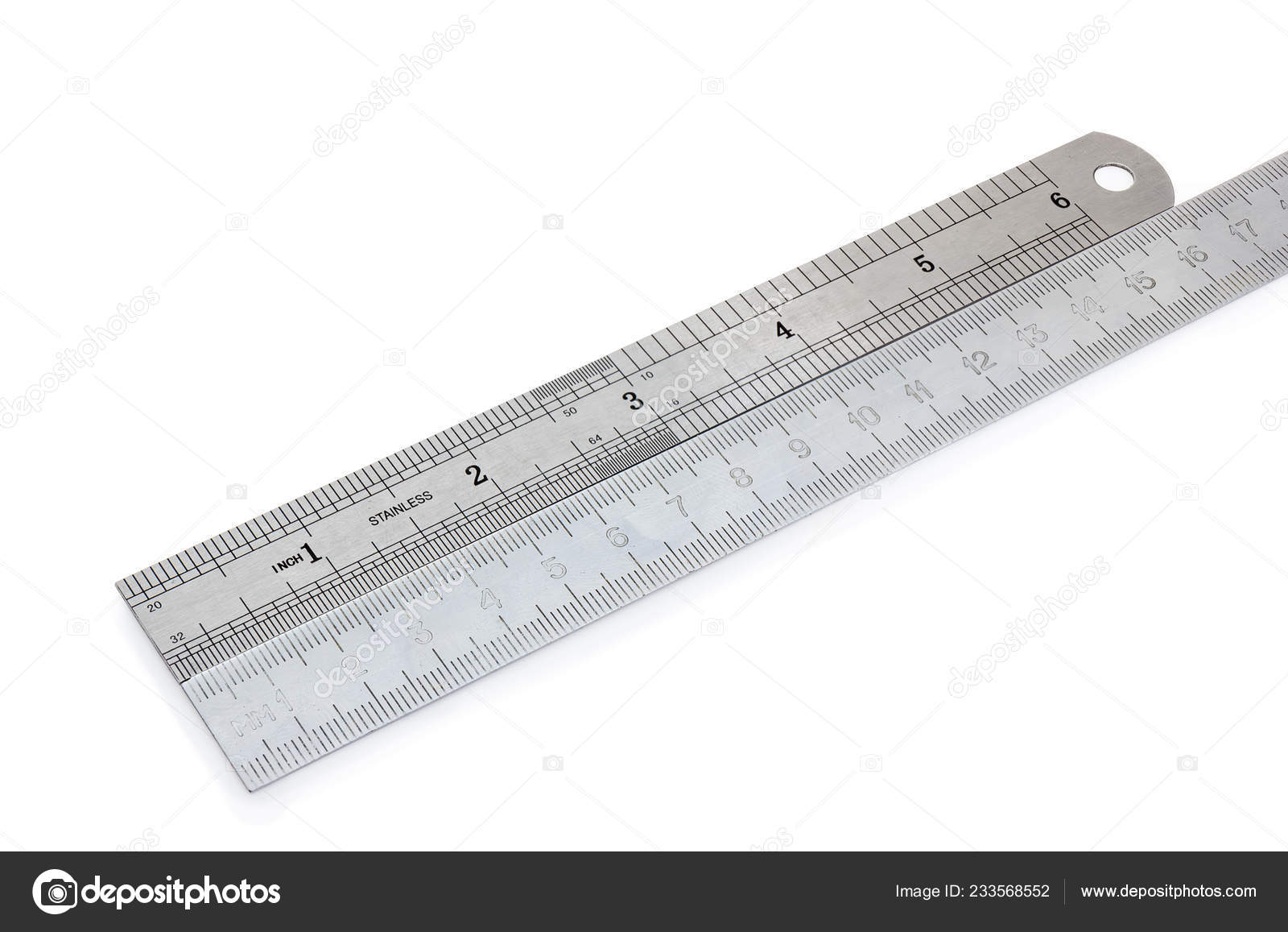 Two Stainless Steel Measuring Rulers Centimeters Inches Aligned Side ...