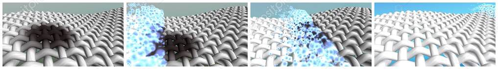 Stain removal process. Step-by-step 3D rendered illustrations set ...