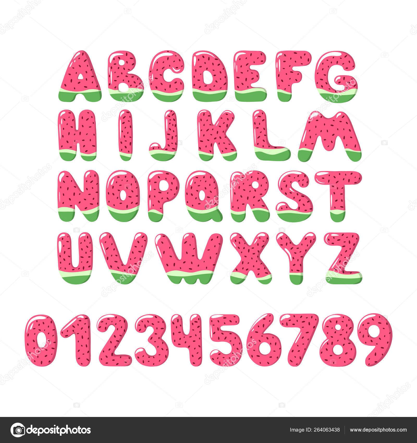 Watermelon Font on — Stock Vector © Azovskaya #264063438
