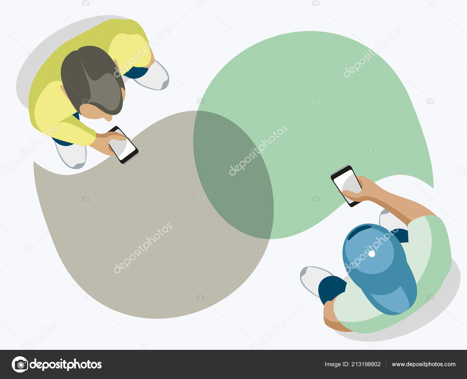 Two Modern Guys Chat Top View White Background Stock Vector by ...