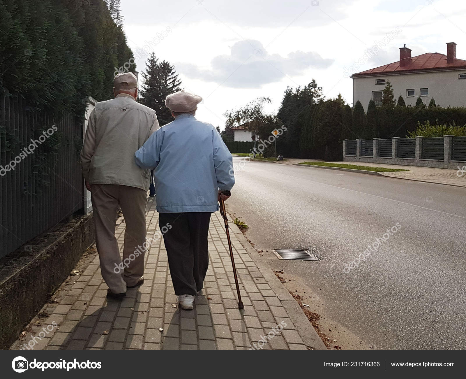Happy Elderly People Walking