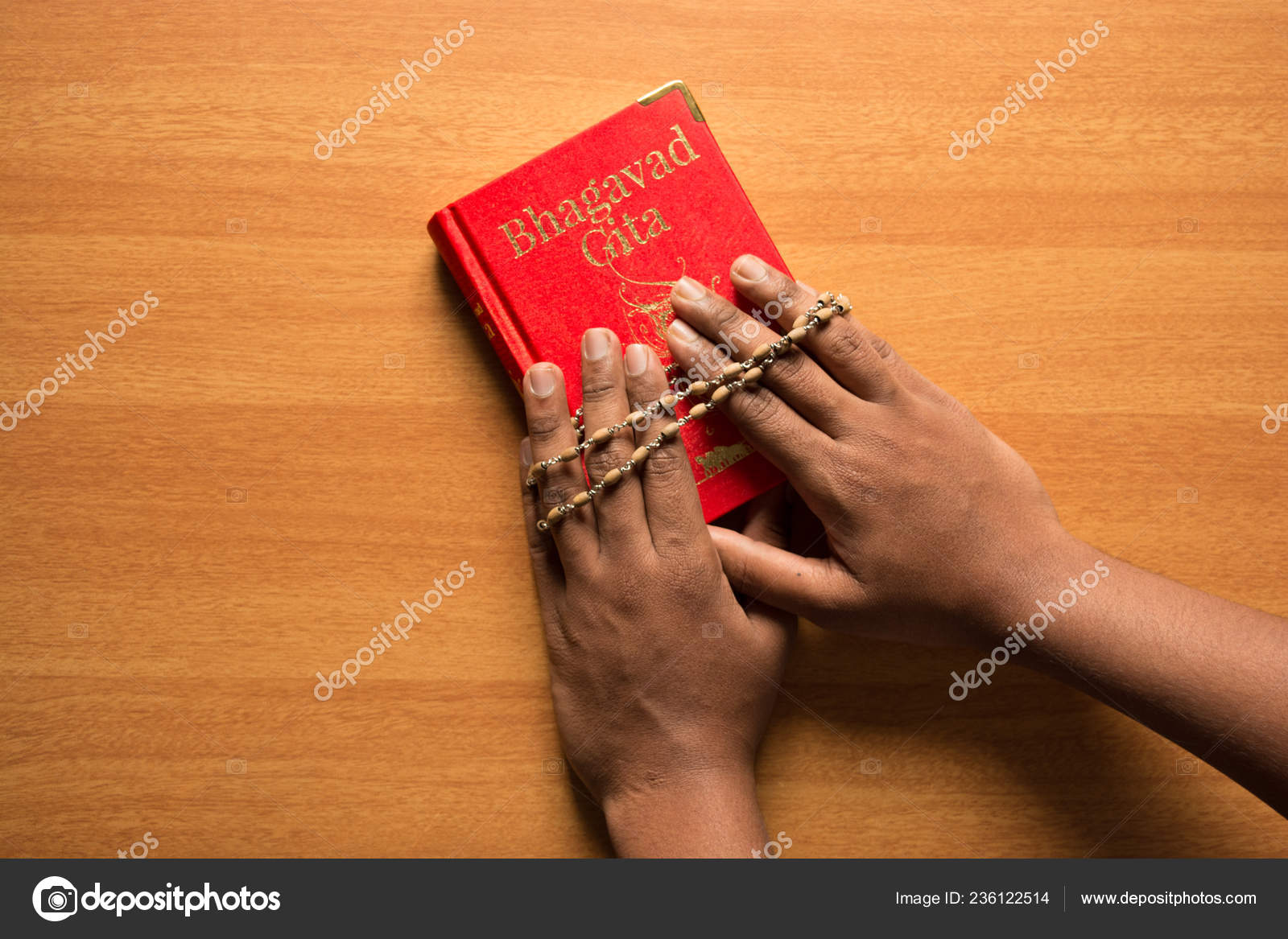 Maski Karnataka India December 2018 Holy Bhagavad Gita Wooden Textured ...