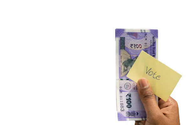 Hand holding Indian New 100 rupee notes on isolated background Stock ...