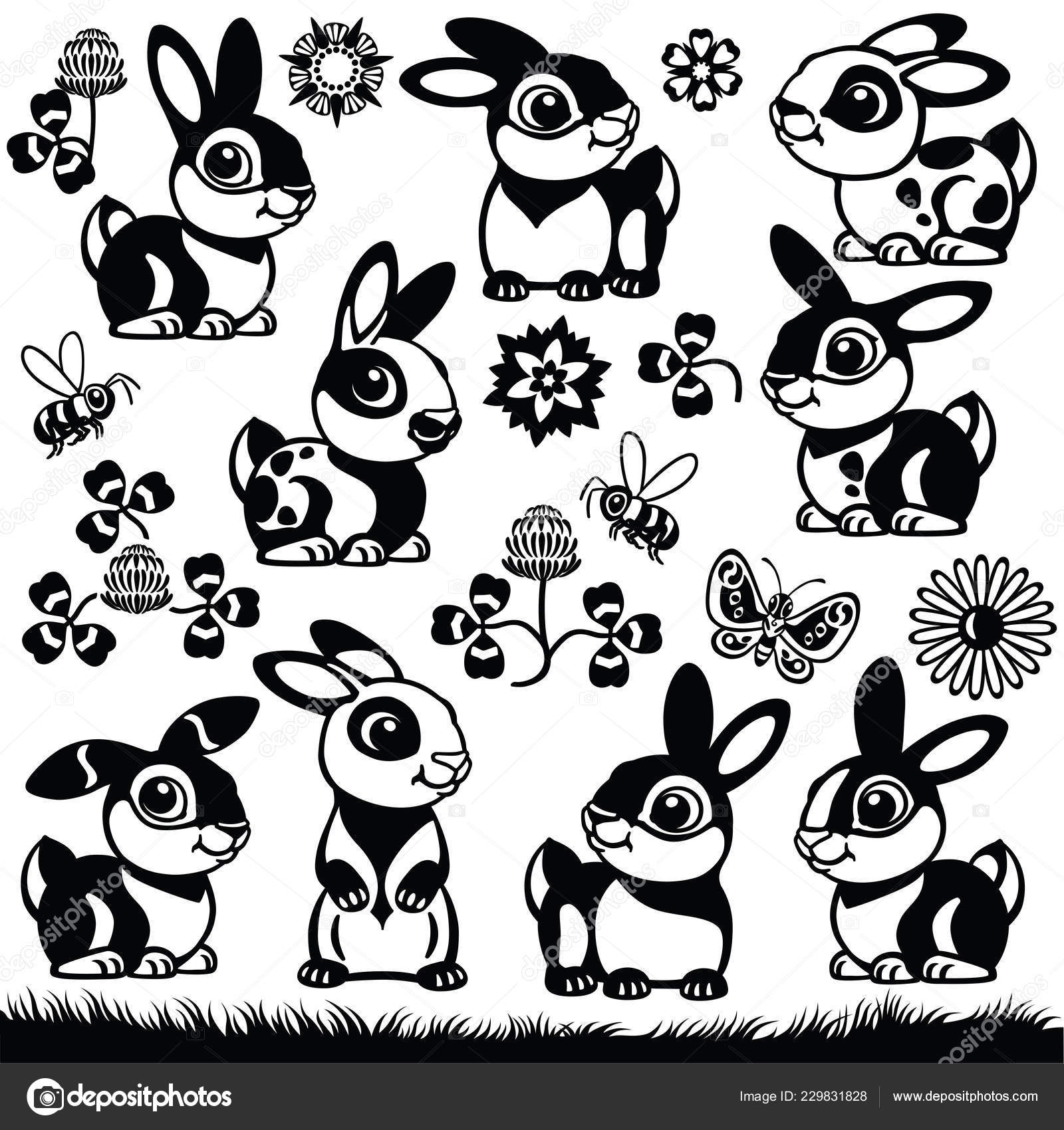 Cartoon Rabbit Black And White