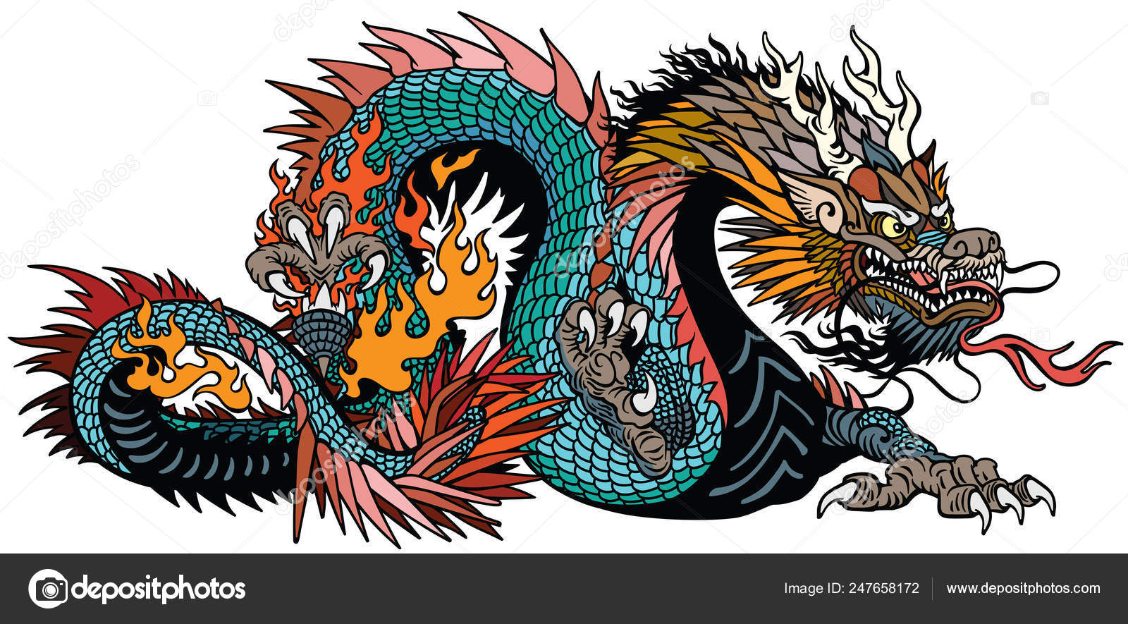 Azure Also Blue Green Chinese Dragon Asian Eastern Mythological ...