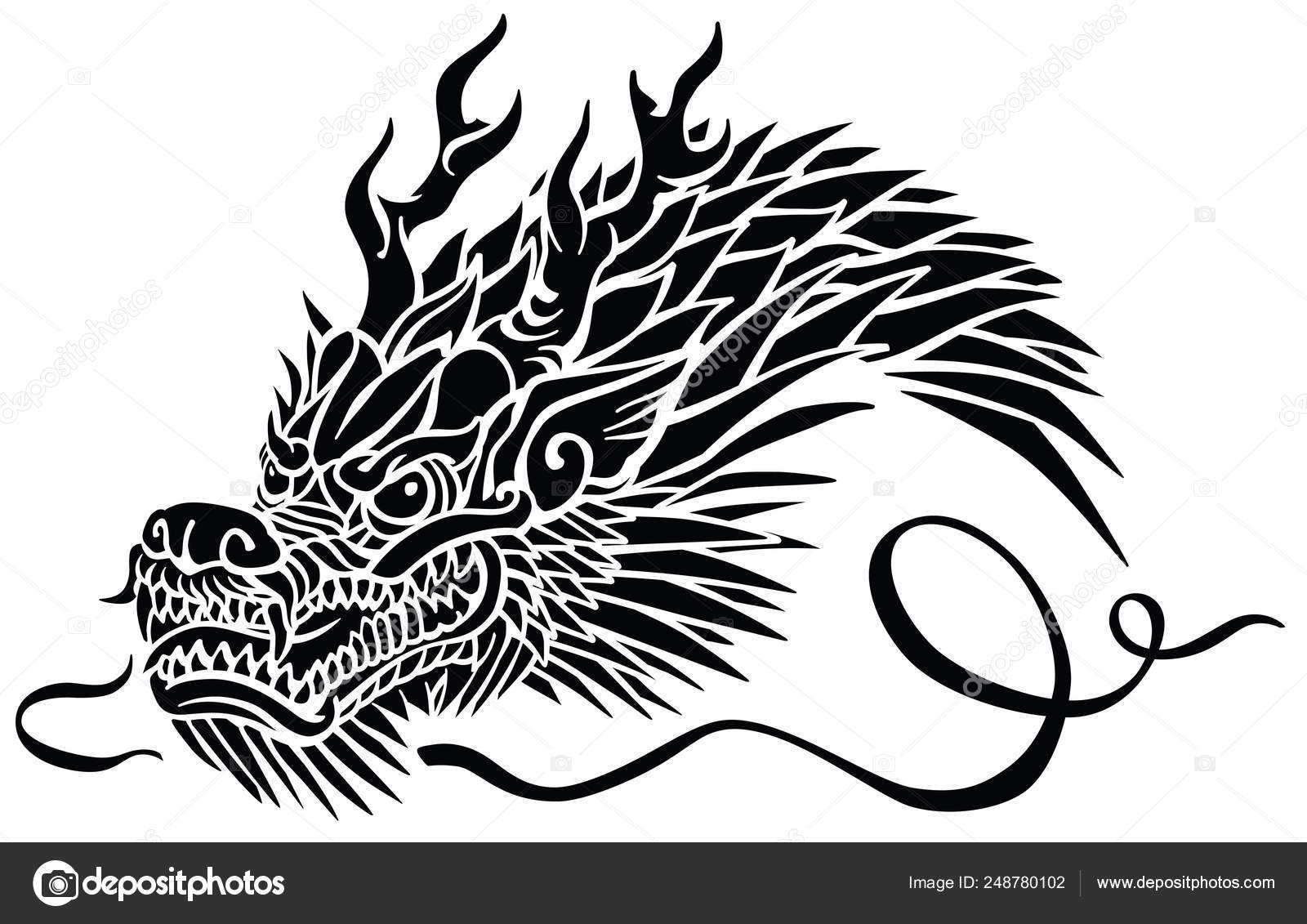 Head Eastern Dragon Chinese Asian Symbolic Mythological Creature Side ...