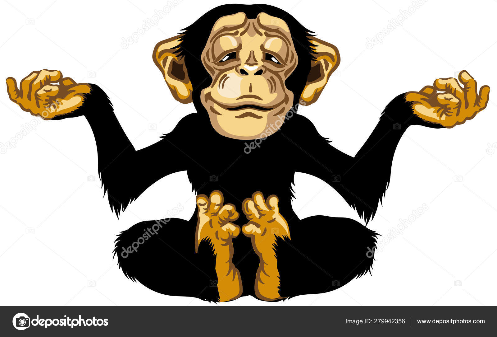 Cartoon chimp in meditation Stock Vector by ©insima 279942356