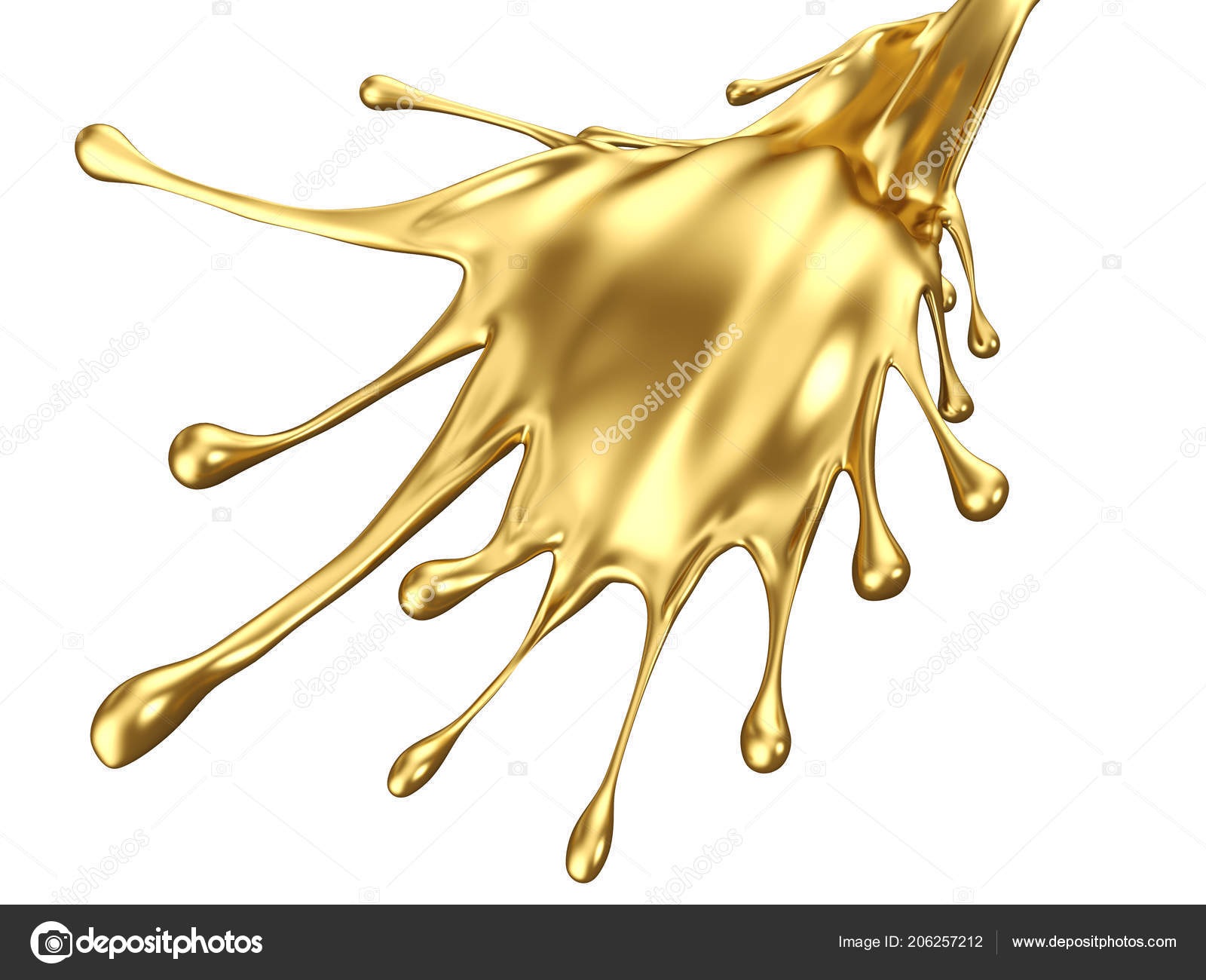 Gold Paint Splash Isolated White Background Rendering — Stock Photo ...