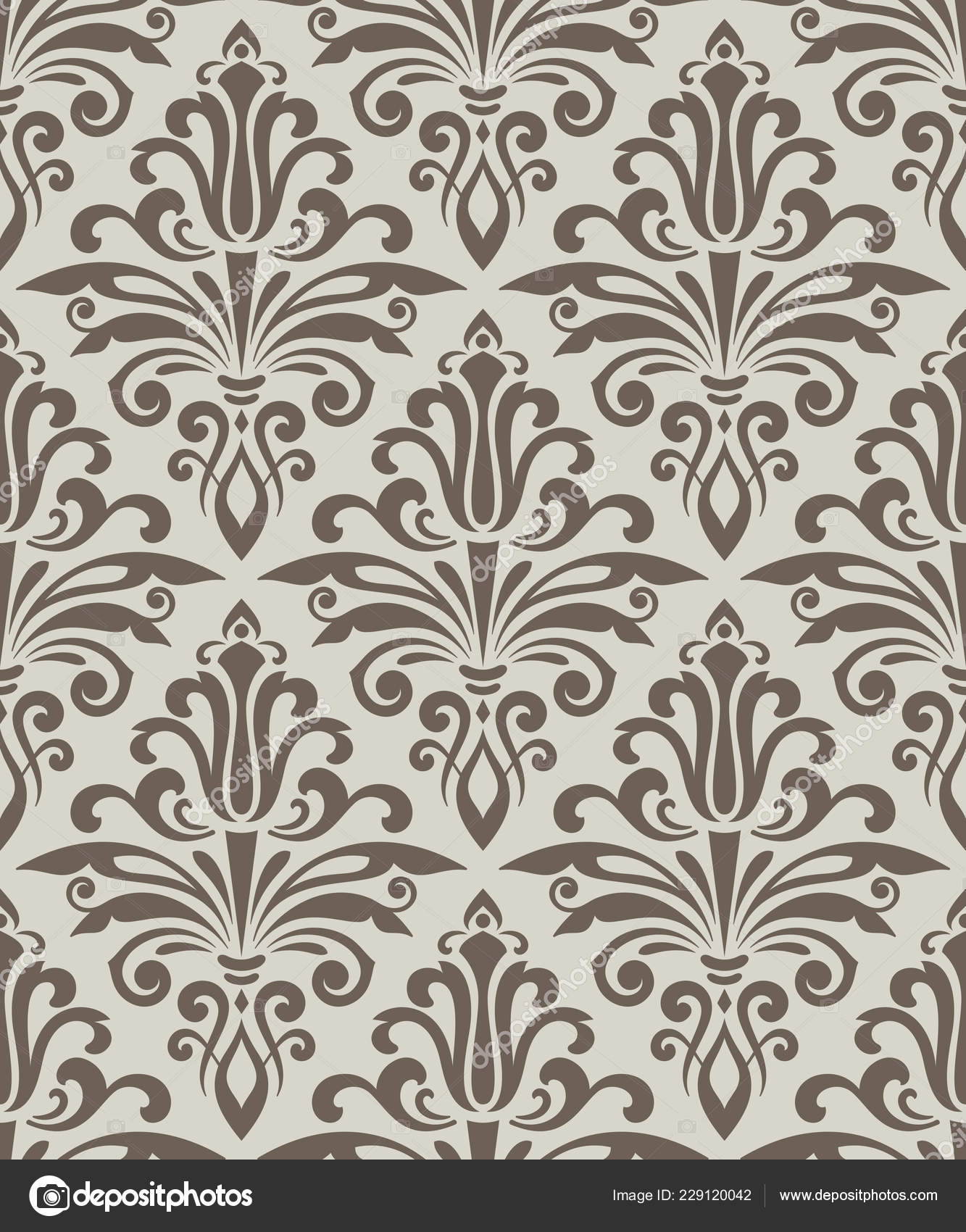 Beige Seamless Vintage Wallpaper Pattern Vector Template Seamless ...