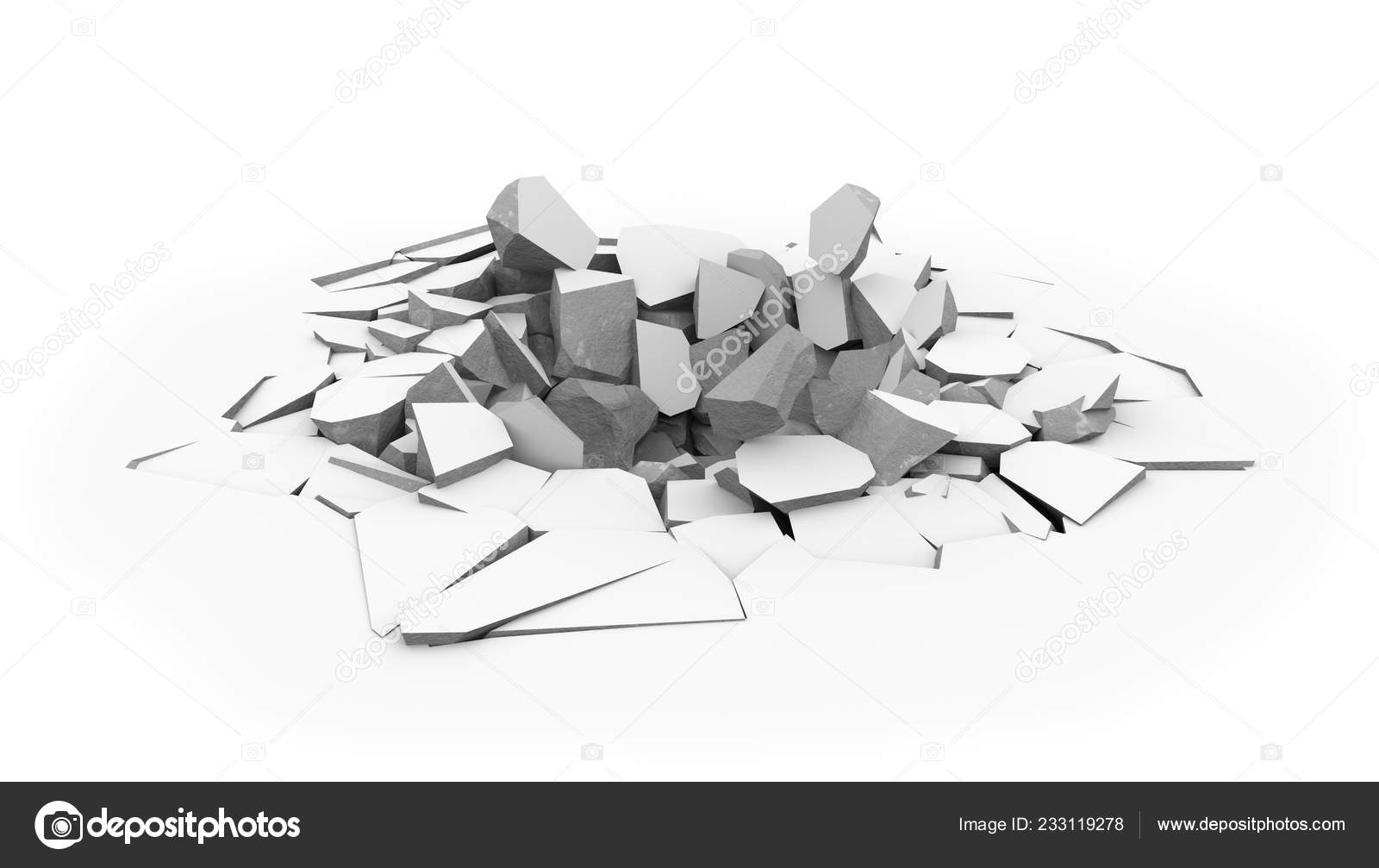 Concrete Slab Floor Shell Hole Isolated White Background Fallen ...