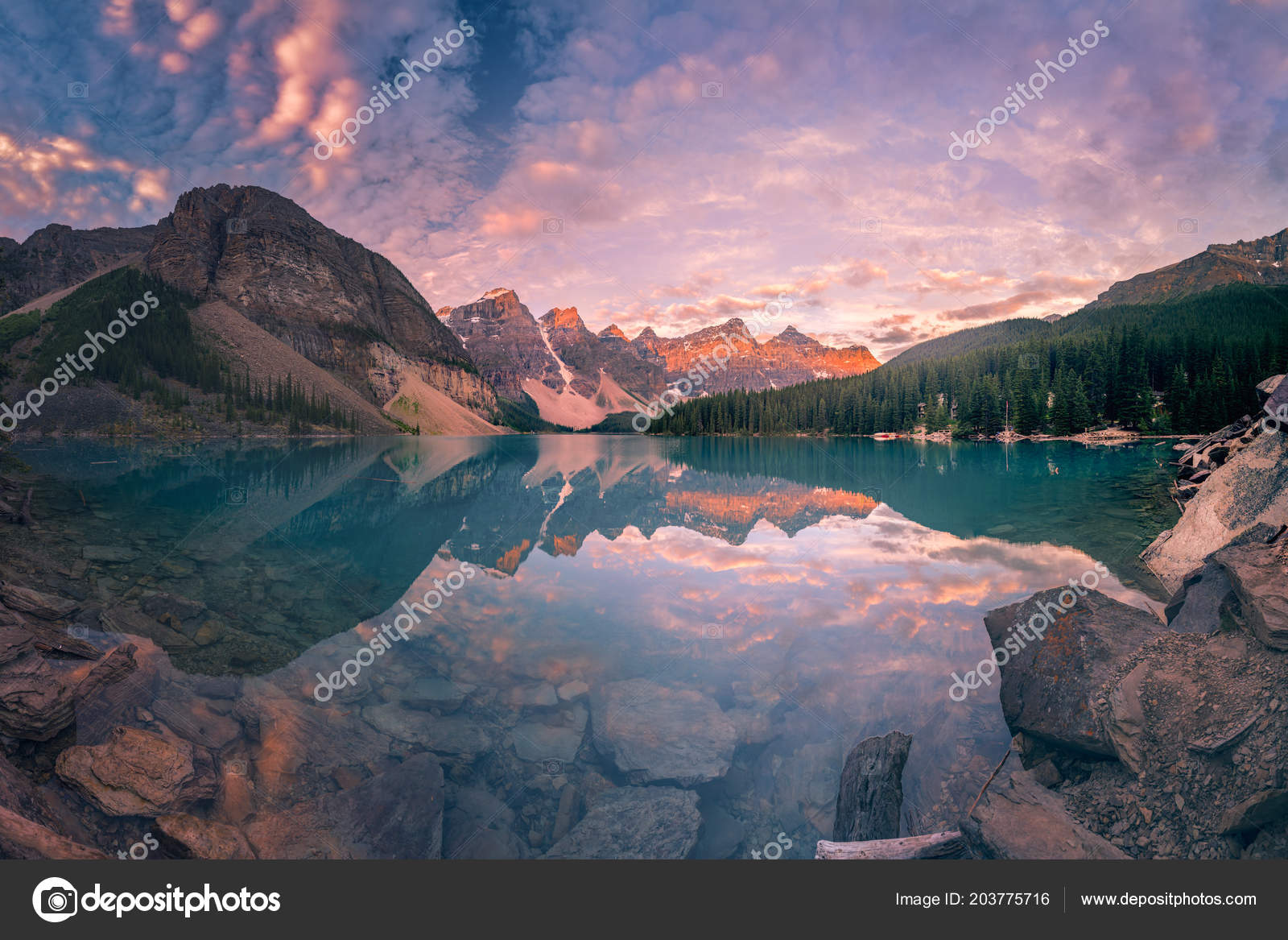 Super Wide Angle Panorama Moraine Lake Banff National Park Canada ...