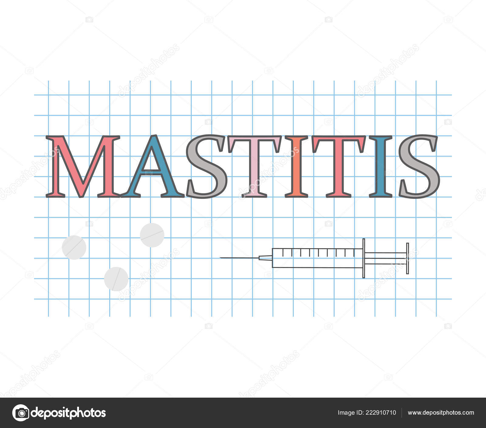 Mastitis Palabra Hoja Papel Cuadros Vector Ilustración Vector de stock ...