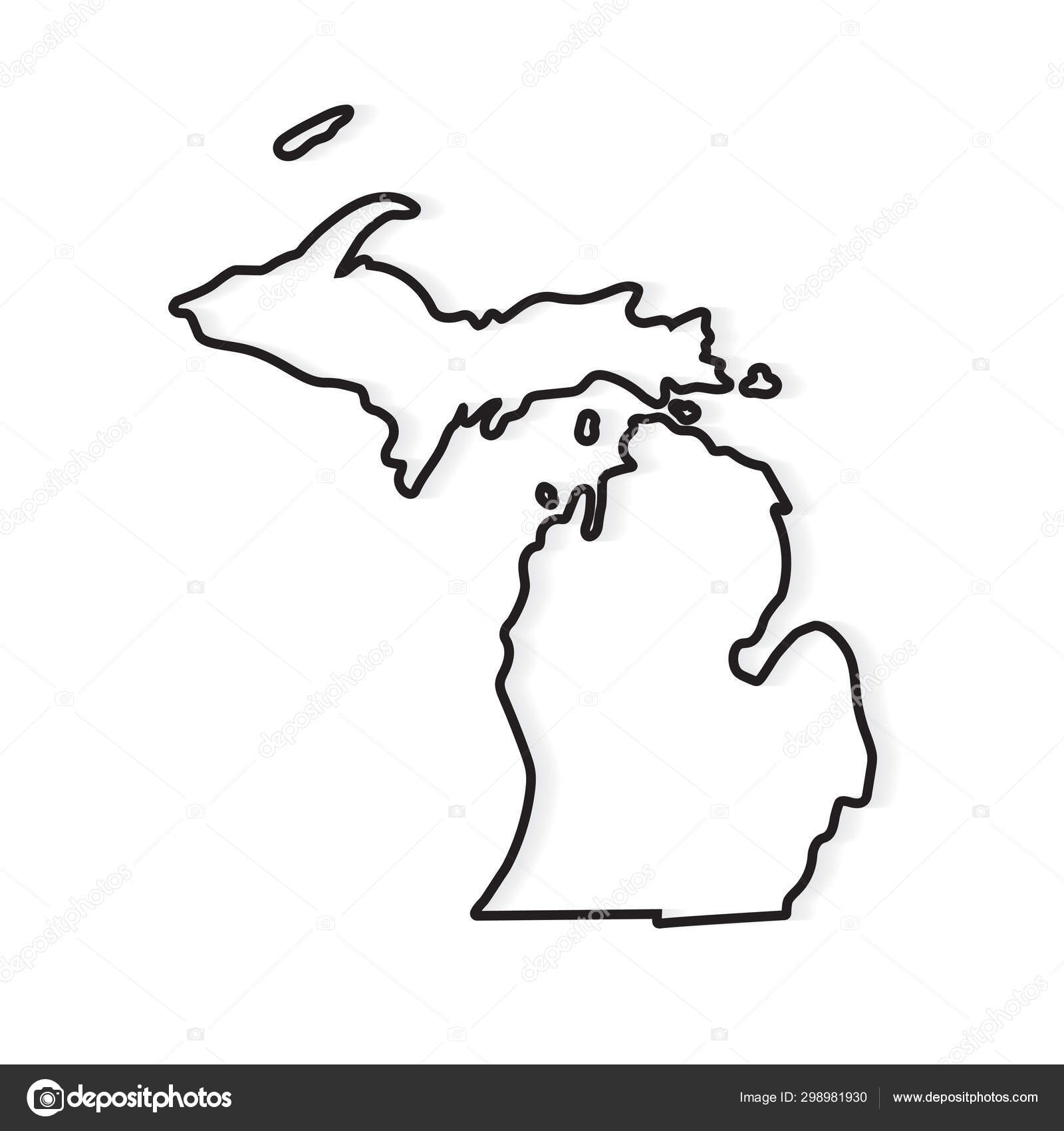 Black outline of Michigan map- vector illustration Stock Vector by ...