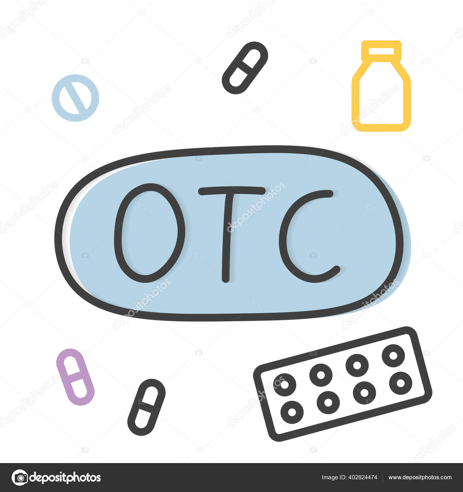 Otc Counter Drugs Concept Vector Illustration Stock Vector Image by ...