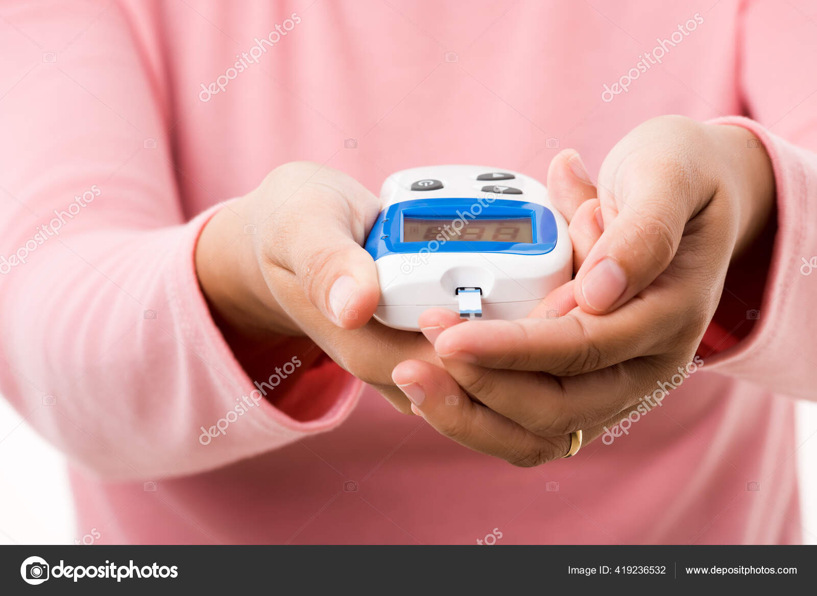 Closeup Hands Woman Measuring Glucose Test Level Checking Finger ...
