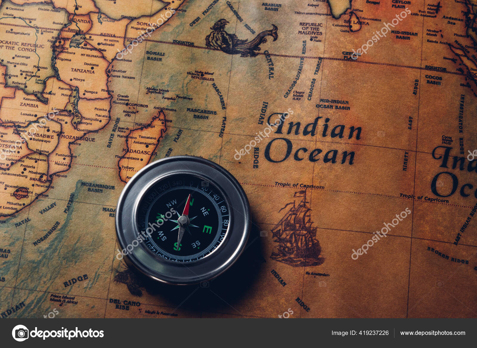 Ancient World Map Compass