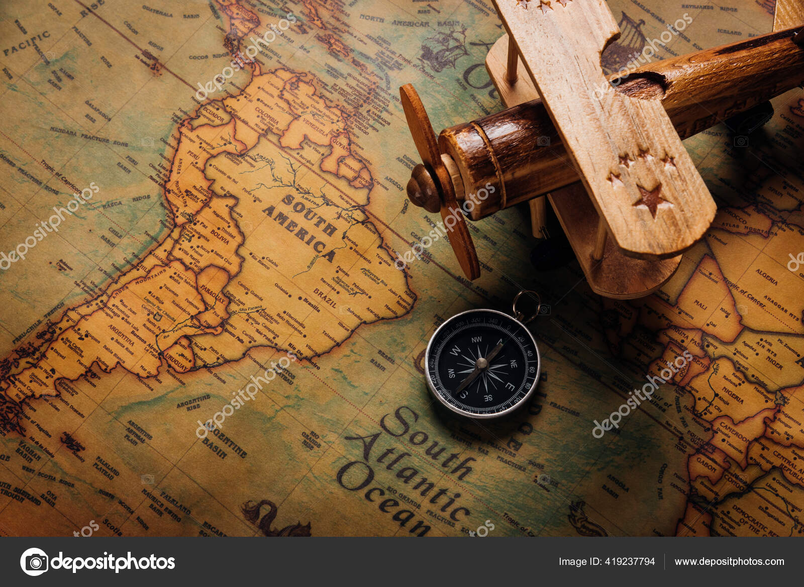 Antique World Travel Map