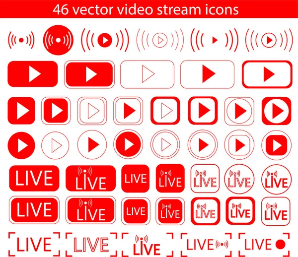 Colección de iconos de streaming de vídeo en vivo. Símbolos vectoriales ...