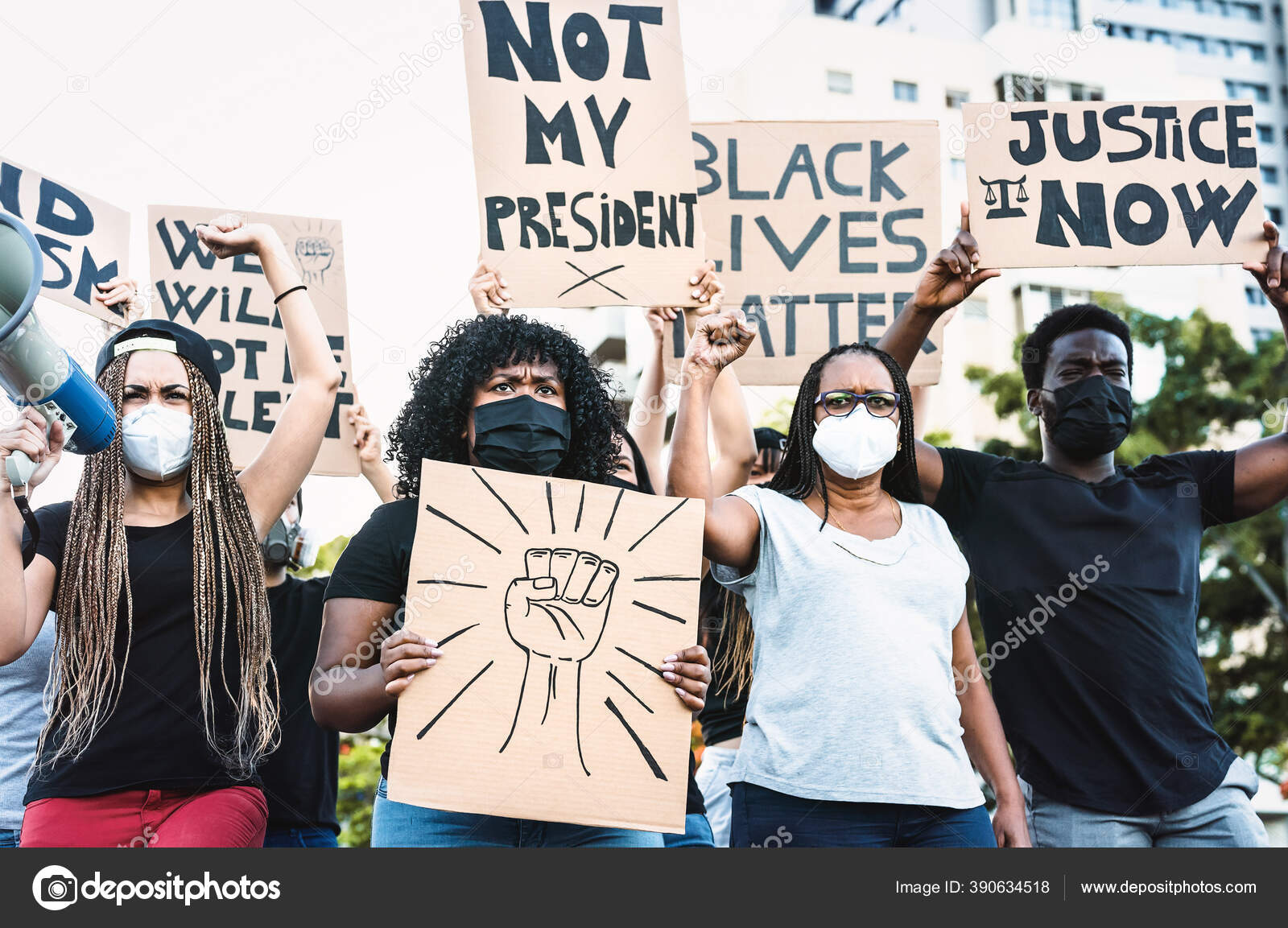 Black Lives Matter Activist Movement Protesting Racism Fighting ...