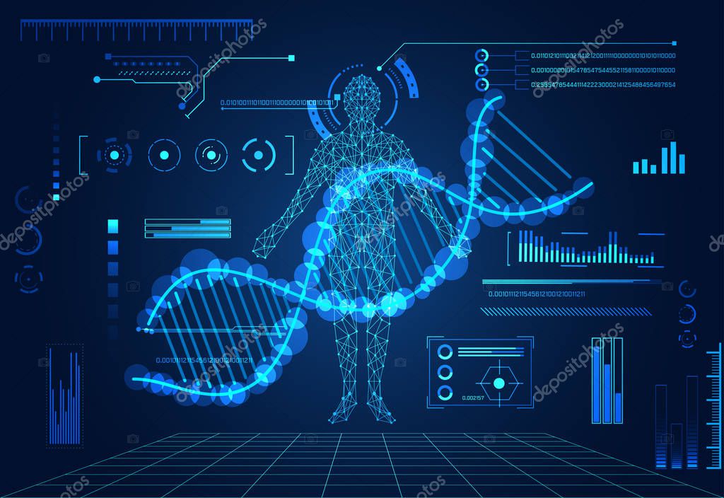 tecnología abstracta ui futurista concepto humano digital ADN salud cuidado de hud interfaz ...