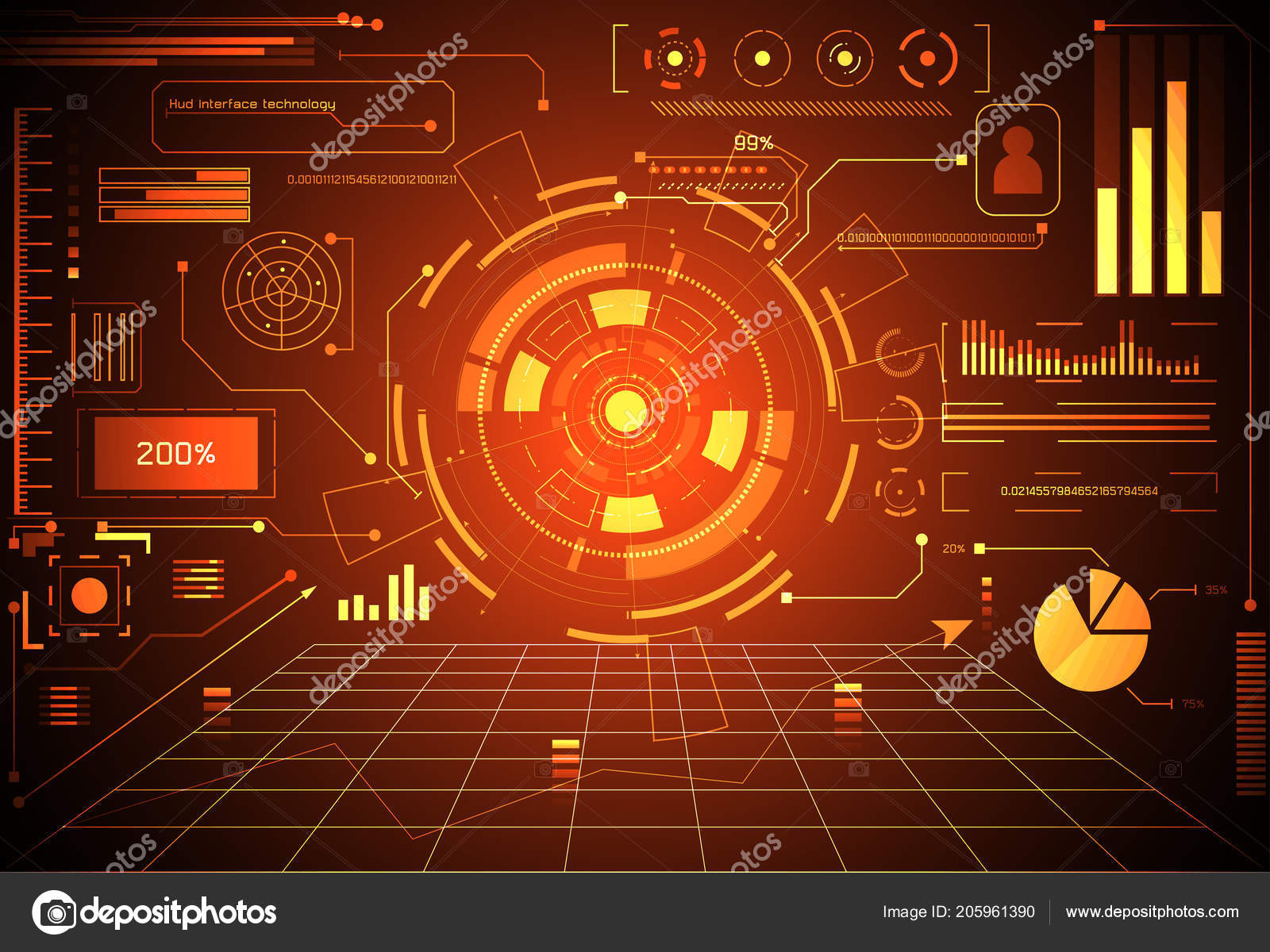 Interfaz Futurista Modern Business Elements UI, UX En Estilo HUD.