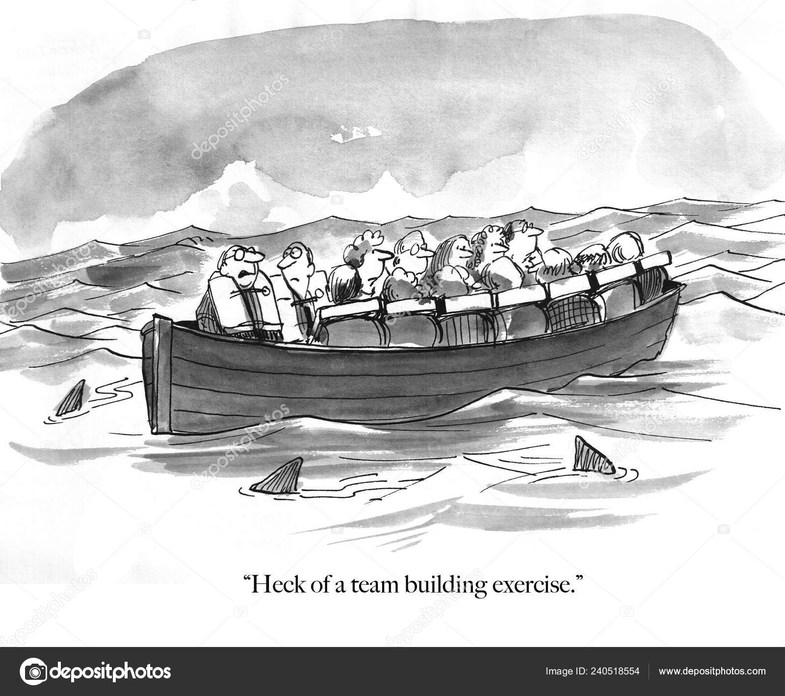 Group Corporate Workers Adrift Lifeboat Stock Illustration by ...