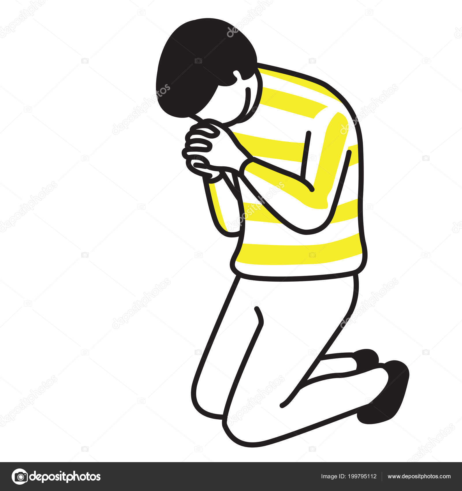 Vector Ilustra Todo Carácter Del Hombre Arrodillándose Tendiendo Las ...