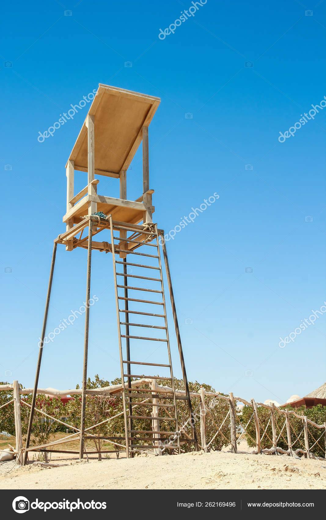 Beautiful tall watch tower on the seashore nature background Stock ...