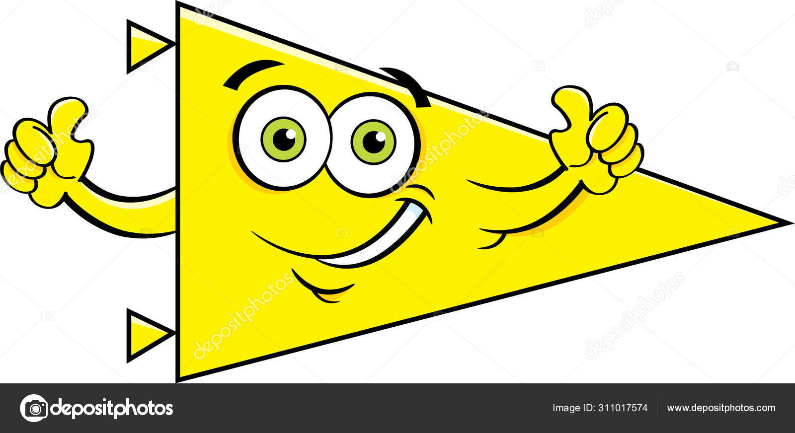 Dibujos Animados Ilustración Banderín Sonriente Dando Pulgares Hacia ...