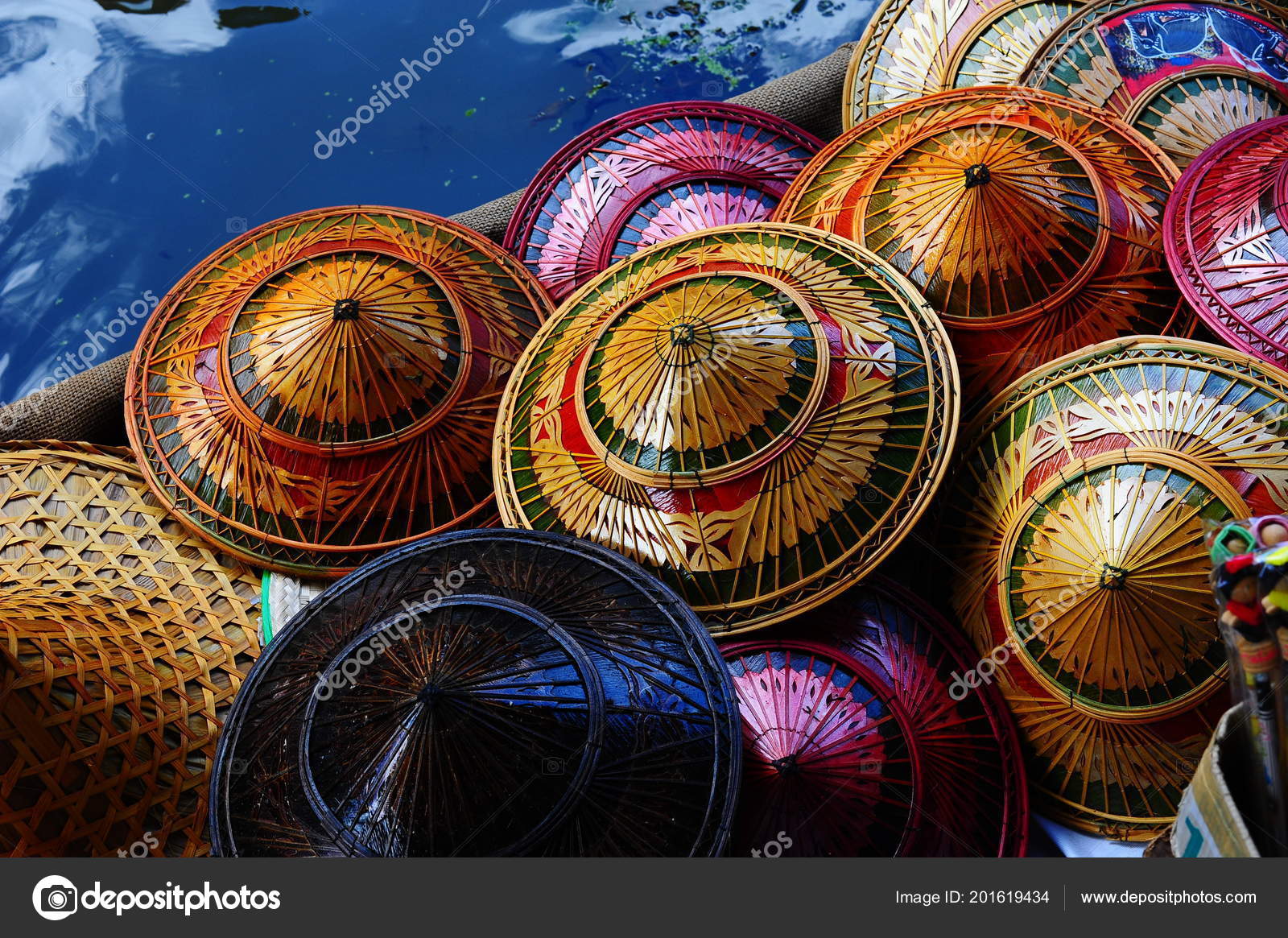 Thai National Hats Sold Floating Market Stock Photo by ©Sava312 201619434