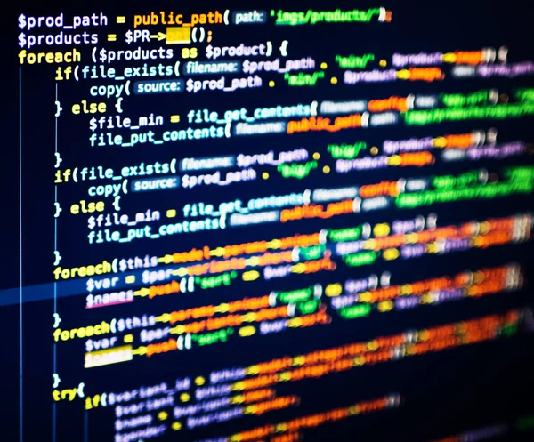 Extreme close-up of php code on the dark background Stock Photo by ...
