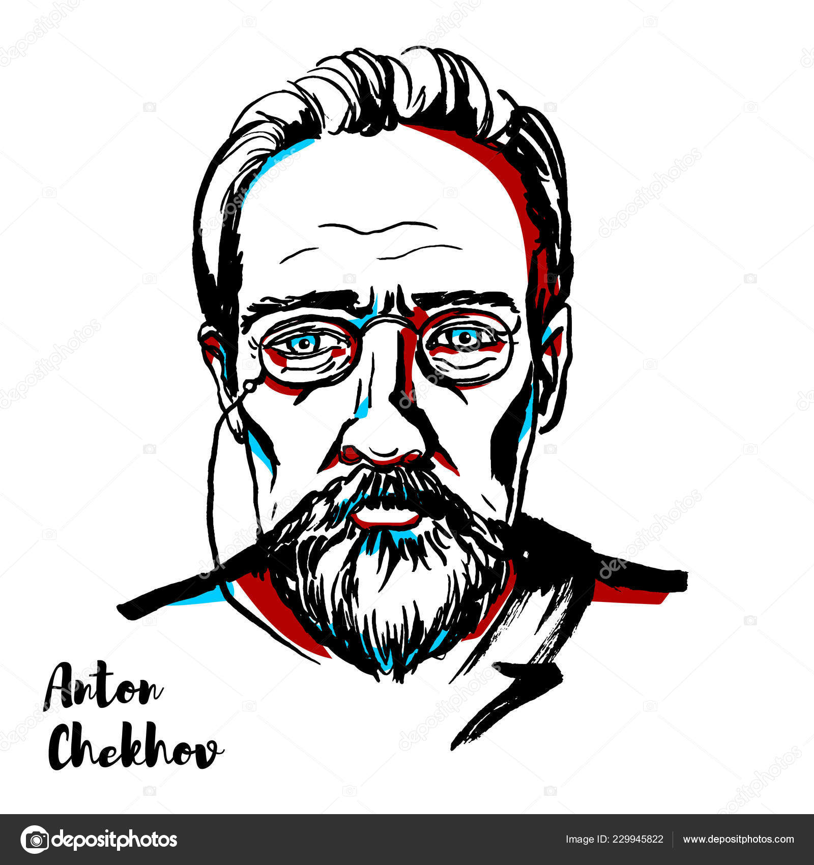 Anton Chekhov Portrait Stock Vector Image by ©marusyachaika #229945822