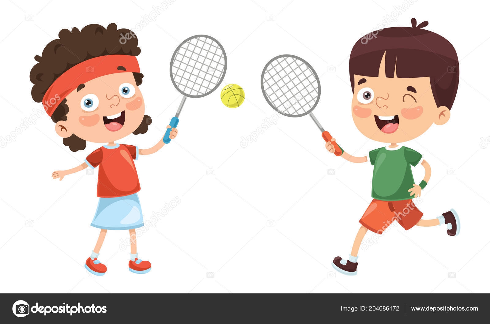 Kids Playing Tennis Clipart
