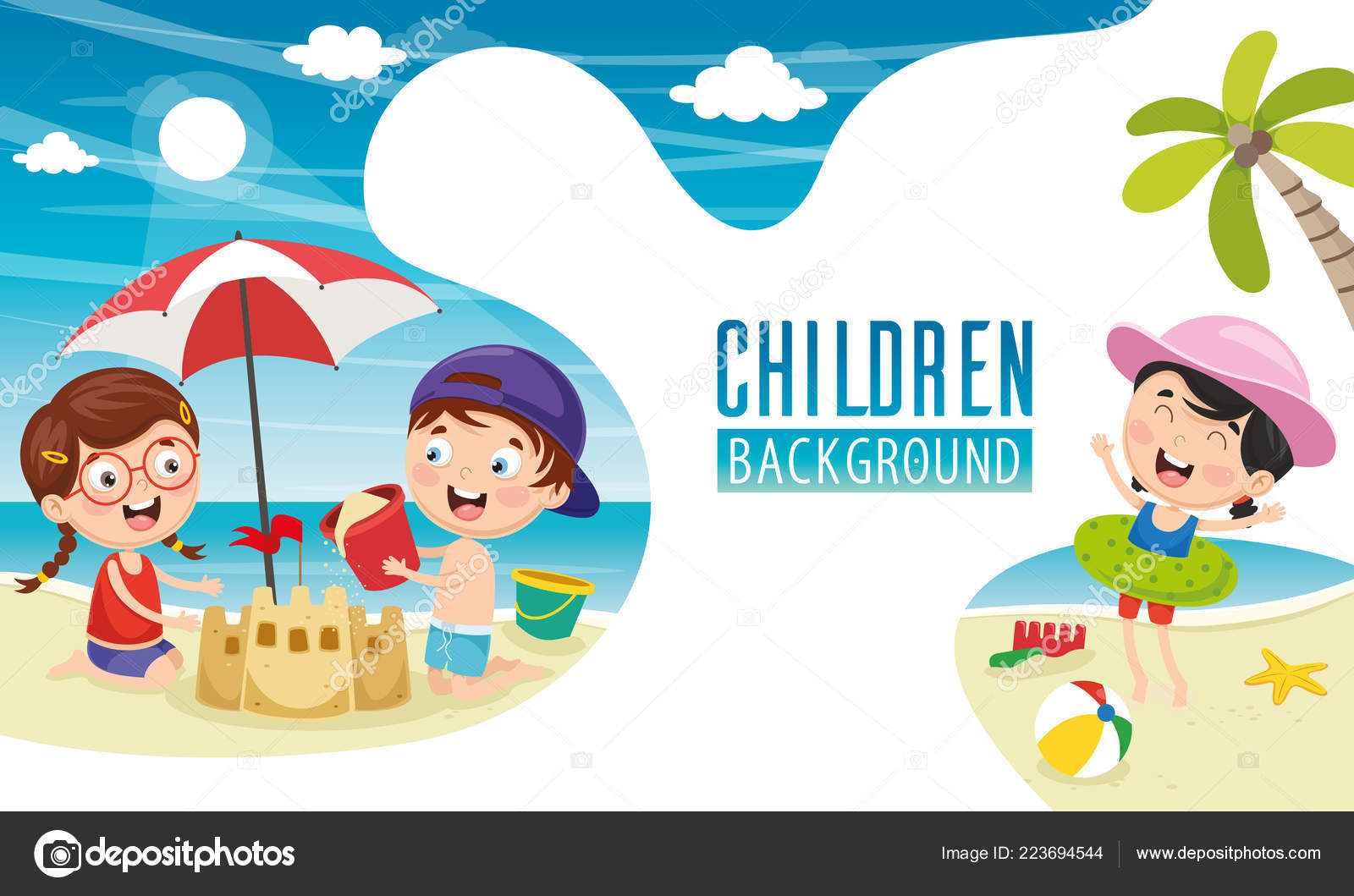 Kids At The Beach Clip Art