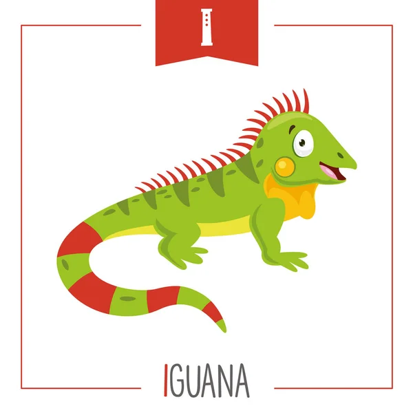 Ilustración vectorial de la letra I del alfabeto y la iguana 2023