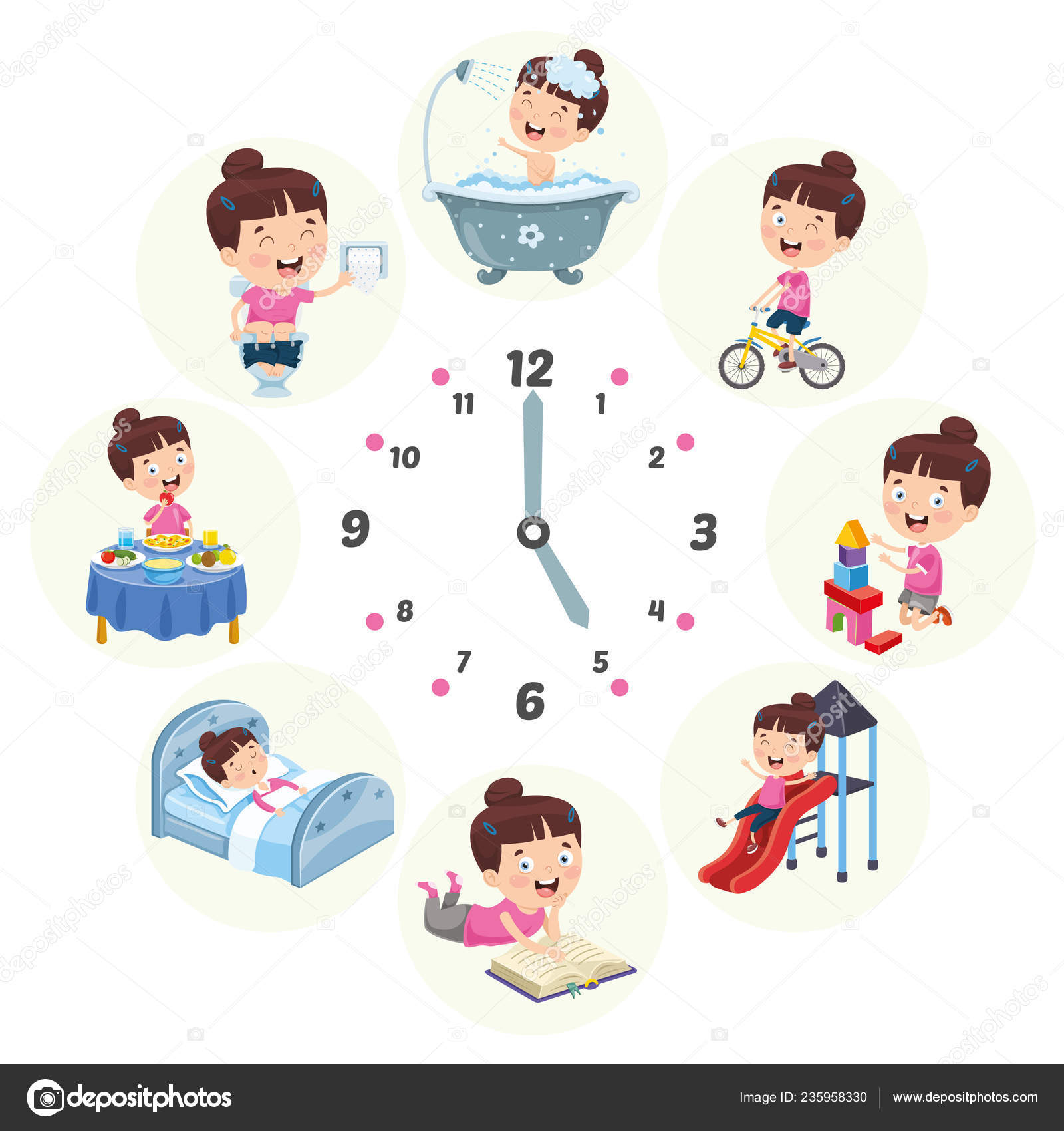 Vector Illustration Kids Daily Routine Activities Stock Vector by ... Vector Illustration Kids Daily Routine Activities Stock Vector by ...
