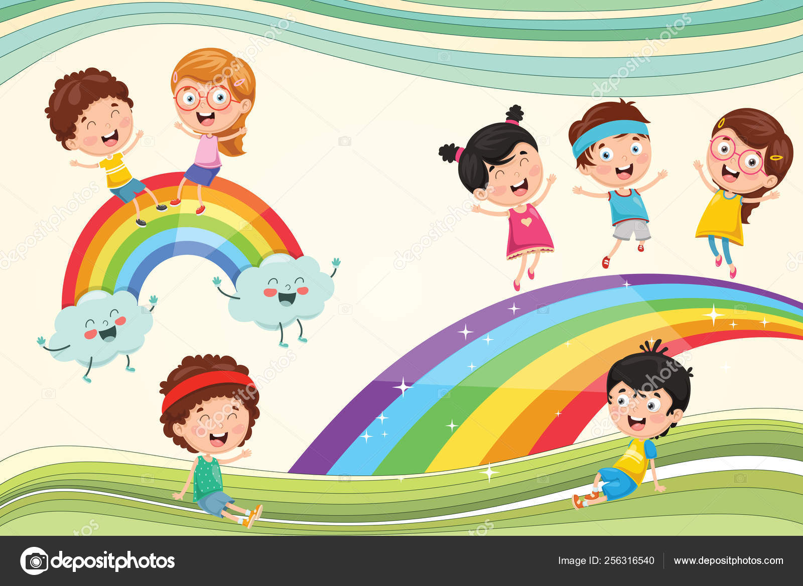 Vector Illustration Rainbow Children Stock Vector by ©yusufdemirci ...