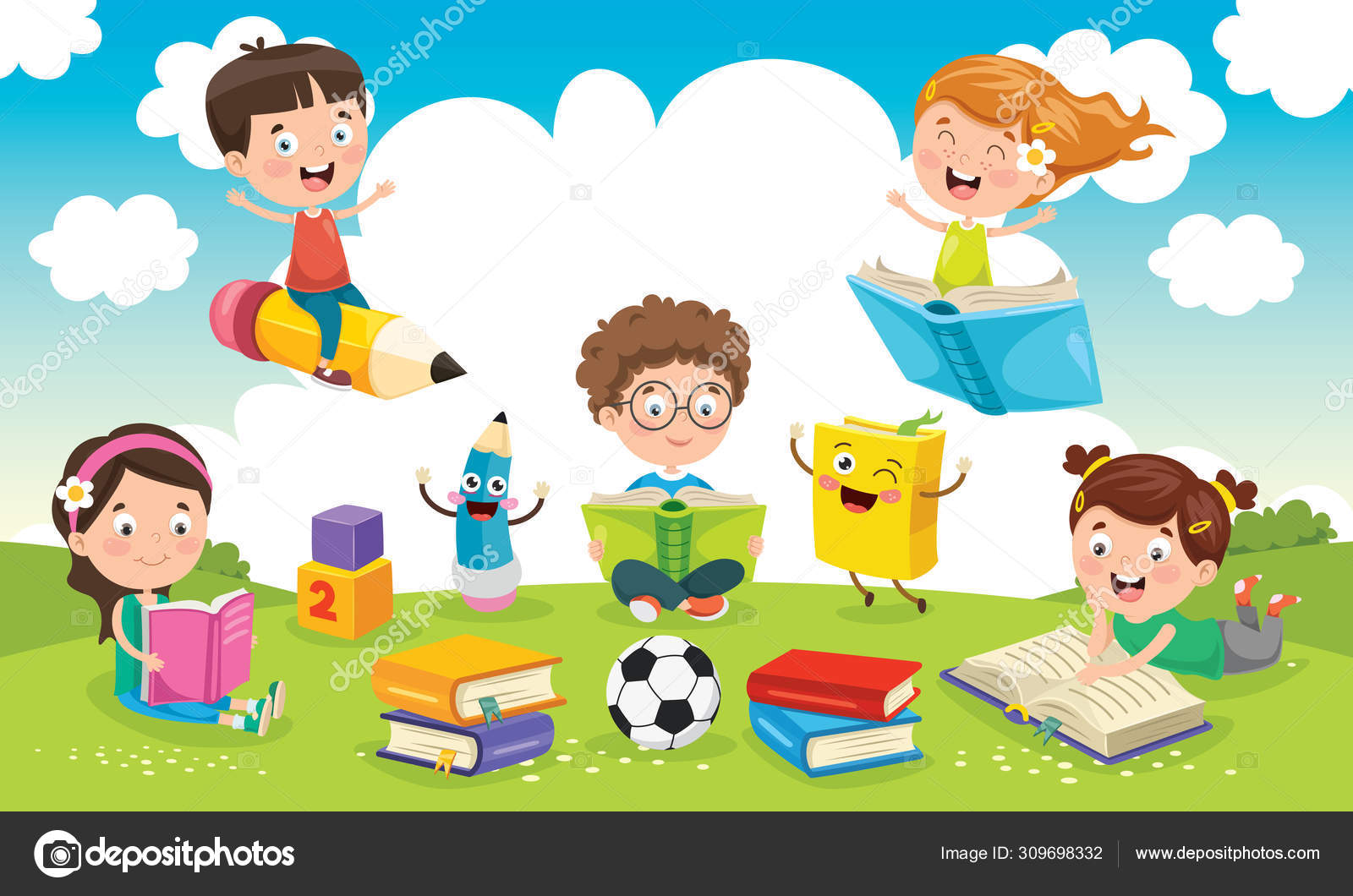 Little School Children Learning Stock Vector by ©yusufdemirci 309698332