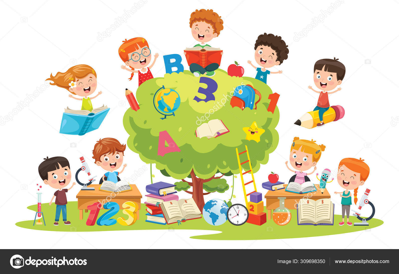 Children Learning In School Clip Art