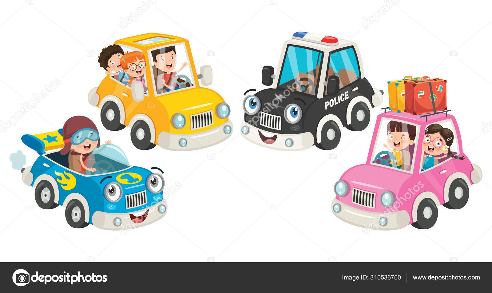 Children Using Various Colorful Cars Stock Vector Image by ...