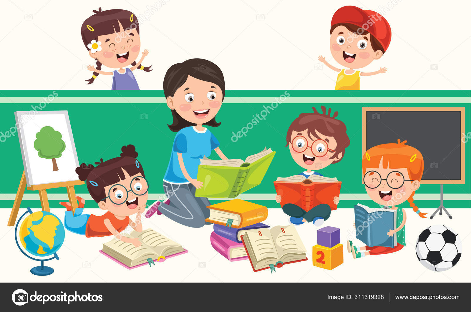 Children Studying Clip Art Images