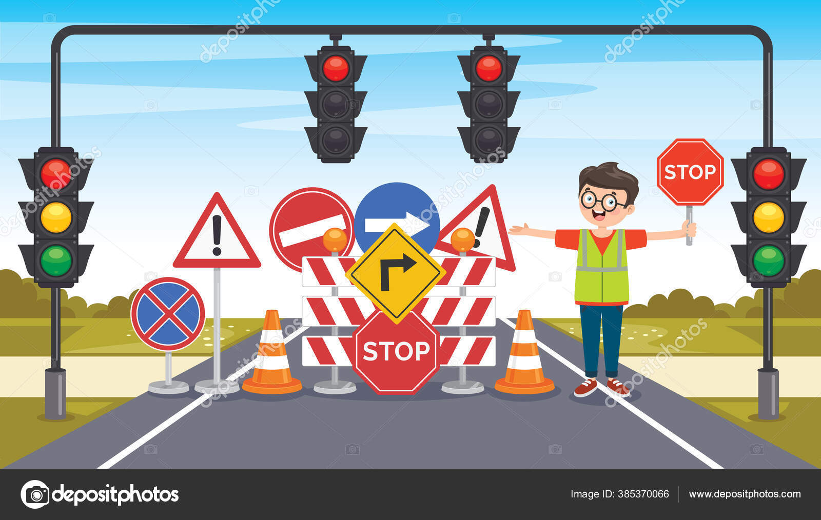 Trafik Şaretli Tasarımı Göster ©helime_demirci 385370066'e ait Stok Vektör